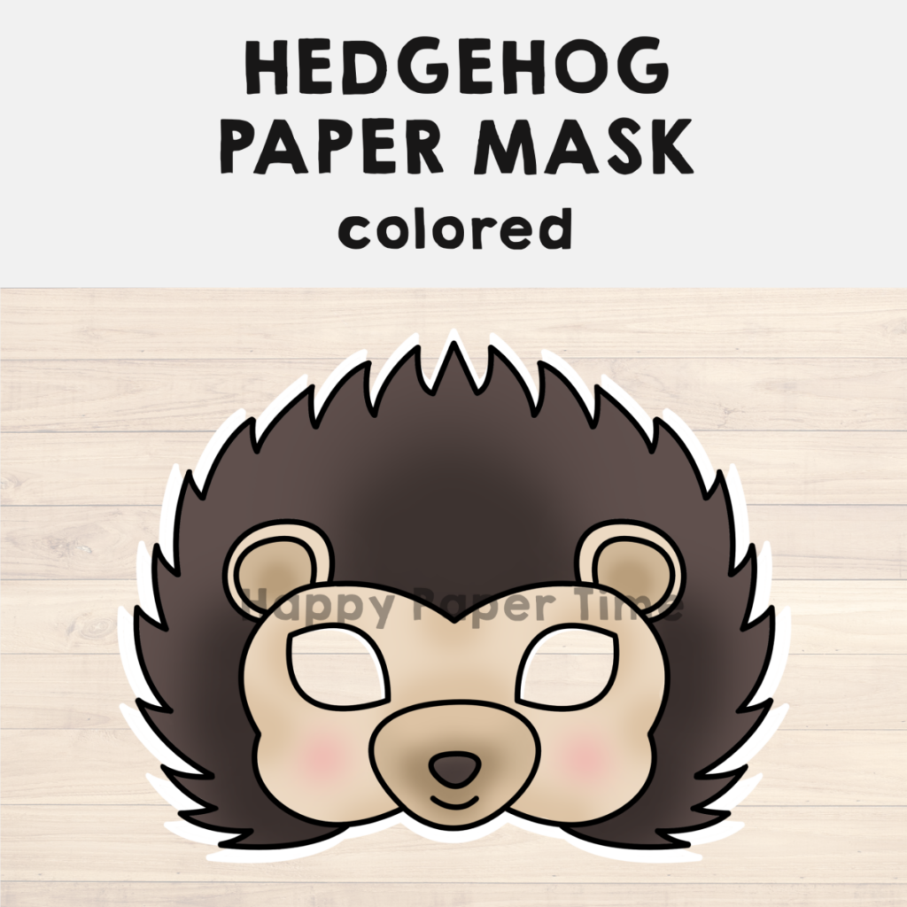 Hedgehog Paper Mask Printable Woodland Forest Animal Craft Activity ...