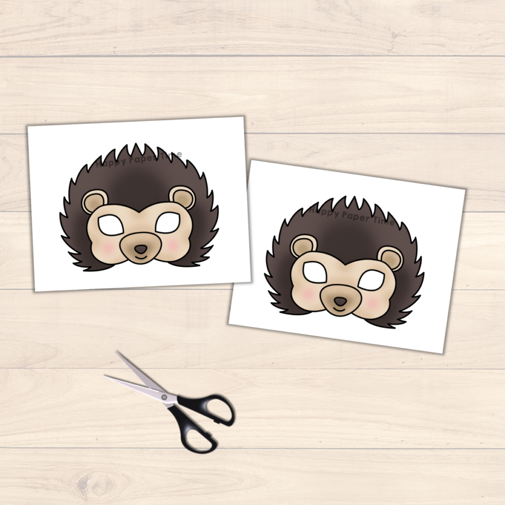 Hedgehog Paper Mask Printable Woodland Forest Animal Craft Activity ...