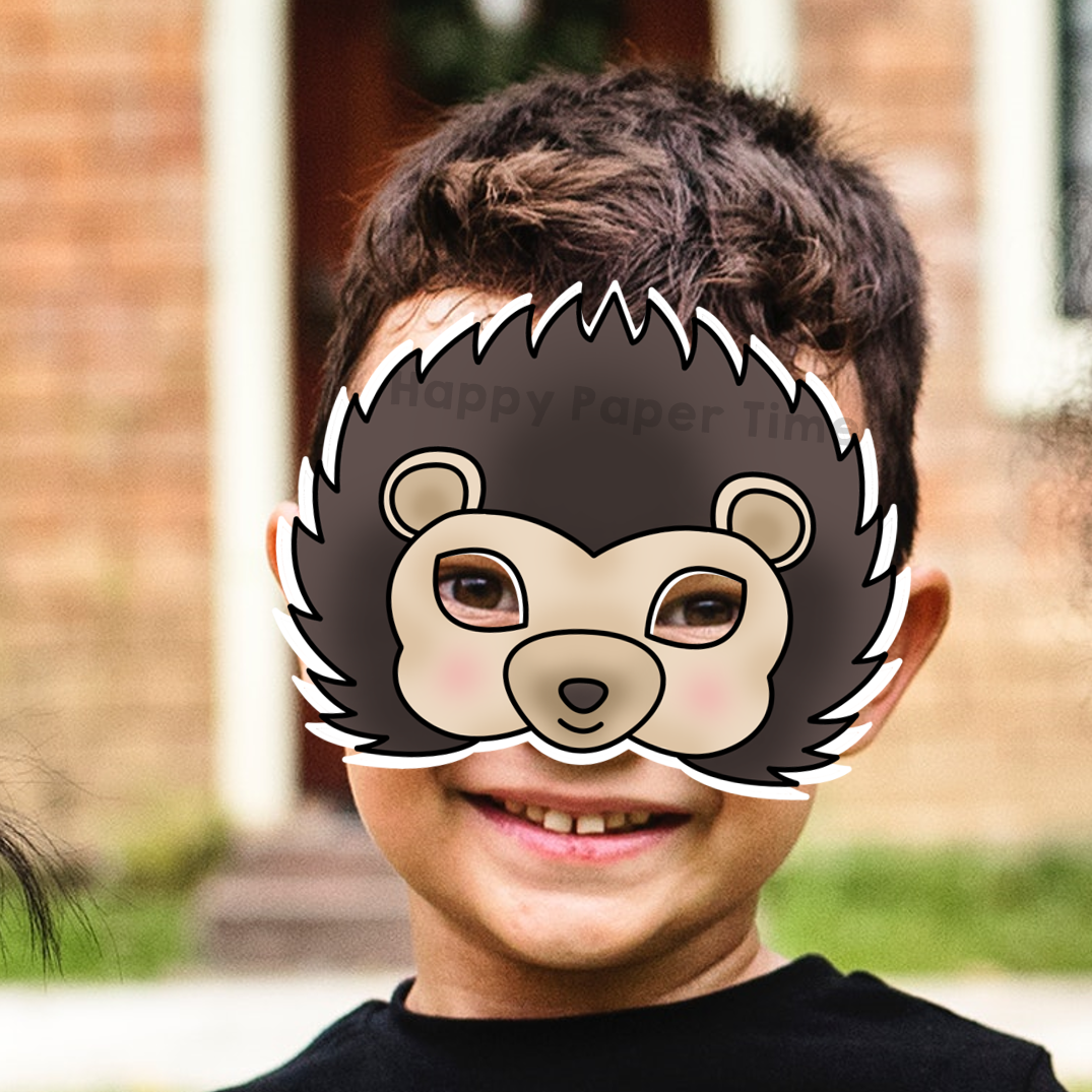 Hedgehog Paper Mask Printable Woodland Forest Animal Craft Activity ...