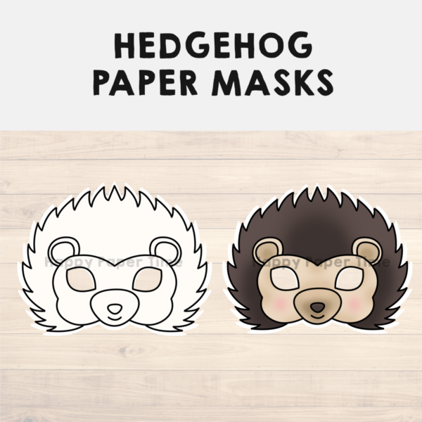 Hedgehog Paper Mask Printable Woodland Forest Animal Coloring Craft ...