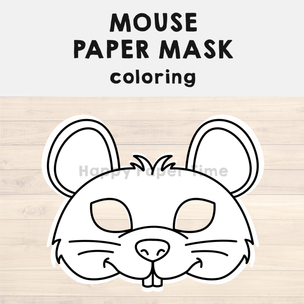 Mouse Paper Mask Printable Woodland Forest Animal Coloring Craft ...