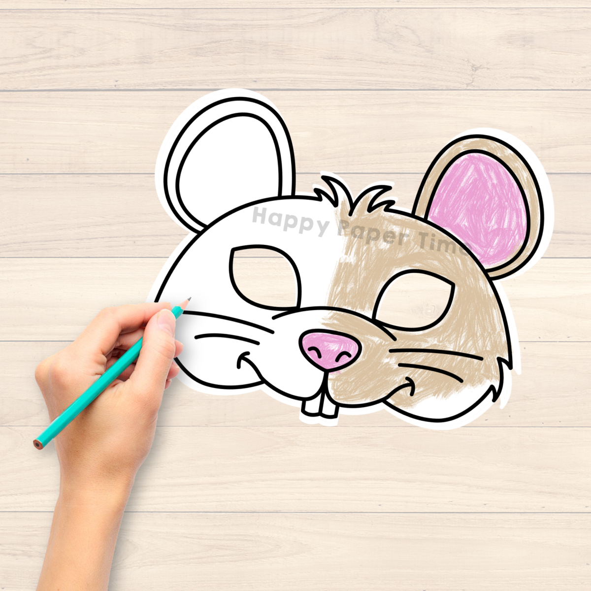 Mouse Paper Mask Printable Woodland Forest Animal Coloring Craft ...