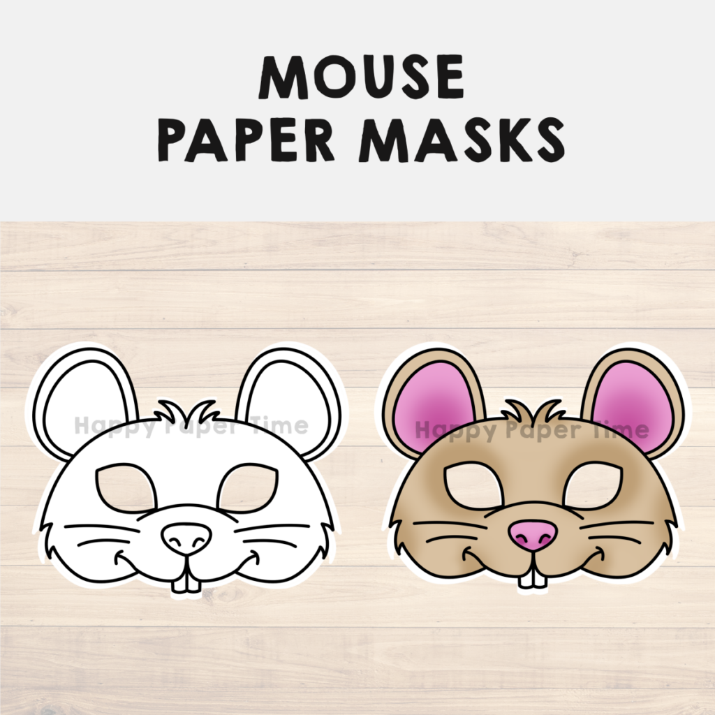 Mouse Paper Mask Printable Woodland Forest Animal Coloring Craft ...
