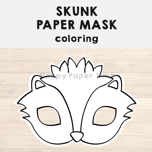 Skunk Paper Mask Printable Woodland Forest Animal Coloring Craft ...