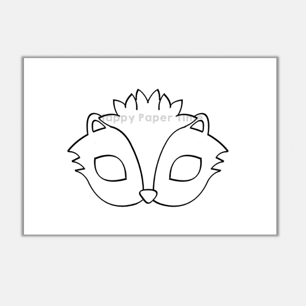 Skunk Paper Mask Printable Woodland Forest Animal Coloring Craft ...