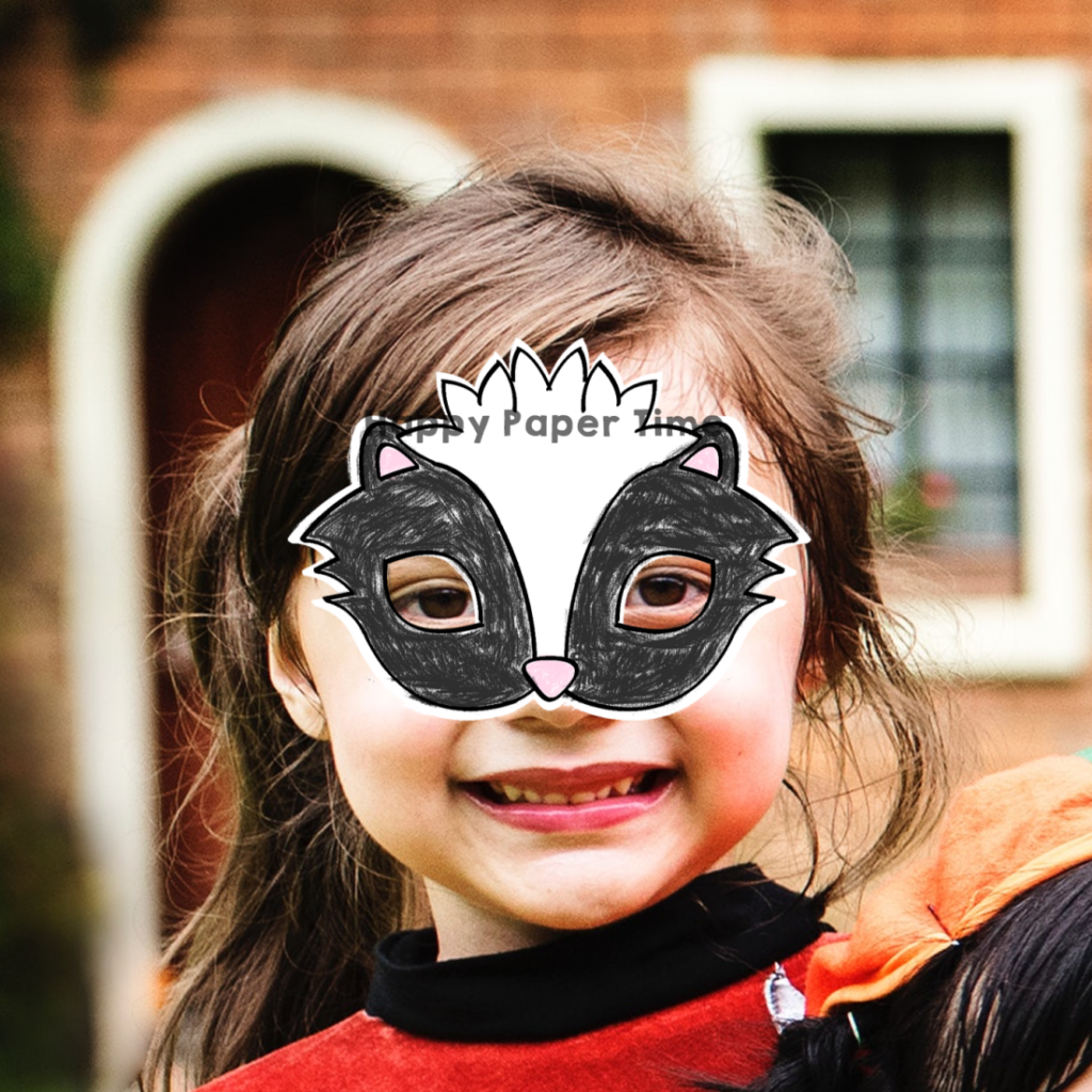 Skunk Paper Mask Printable Woodland Forest Animal Coloring Craft ...