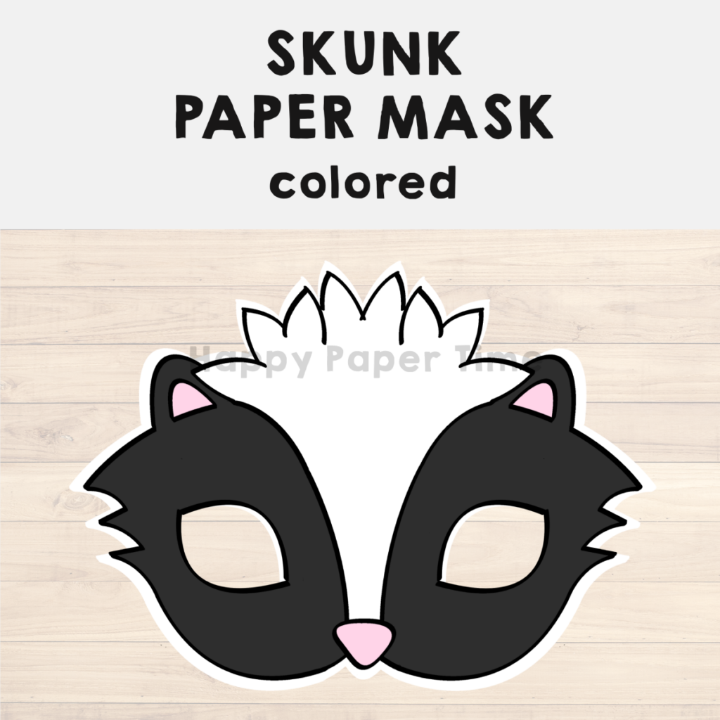 Skunk Paper Mask Printable Woodland Forest Animal Coloring Craft ...