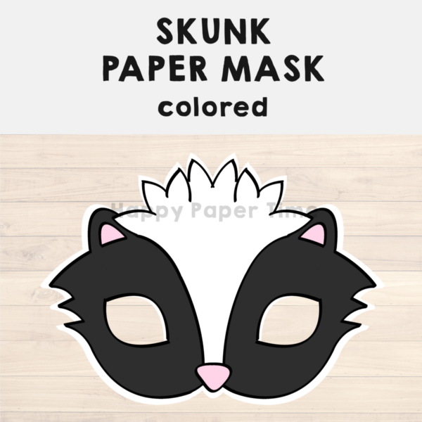 Skunk Paper Mask Printable Woodland Forest Animal Costume Craft ...