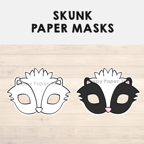 Skunk Paper Mask Printable Woodland Forest Animal Coloring Craft ...