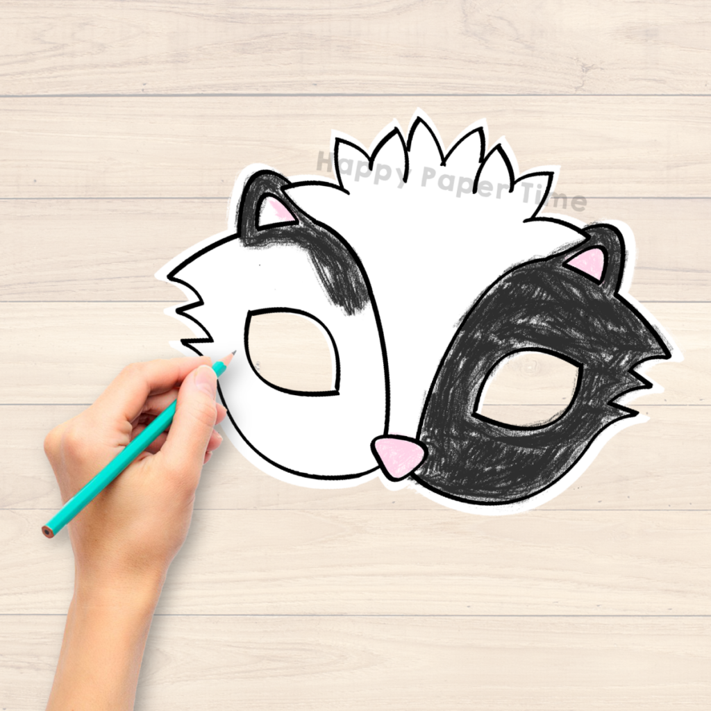 Skunk Paper Mask Printable Woodland Forest Animal Coloring Craft ...