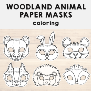 Woodland Animal Paper Masks Printable Forest Coloring Craft Activity ...