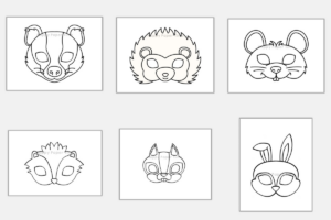 Woodland Animal Paper Masks Printable Forest Coloring Craft Activity ...