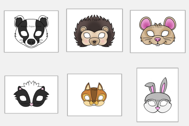 Woodland Animal Paper Masks Printable Forest Coloring Craft Activity ...