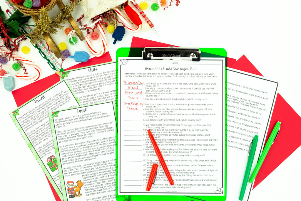 Holidays Around the World | Scavenger Hunt | Reading Passages | Made By ...