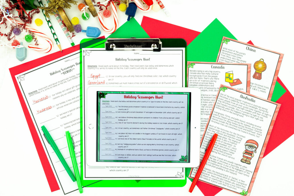 Holidays Around the World | Scavenger Hunt | Reading Passages | Made By ...