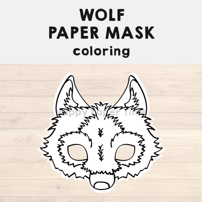 Wolf Paper Mask Printable Woodland Forest Animal Coloring Craft ...
