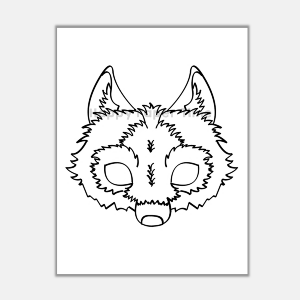Wolf Paper Mask Printable Woodland Forest Animal Coloring Craft ...
