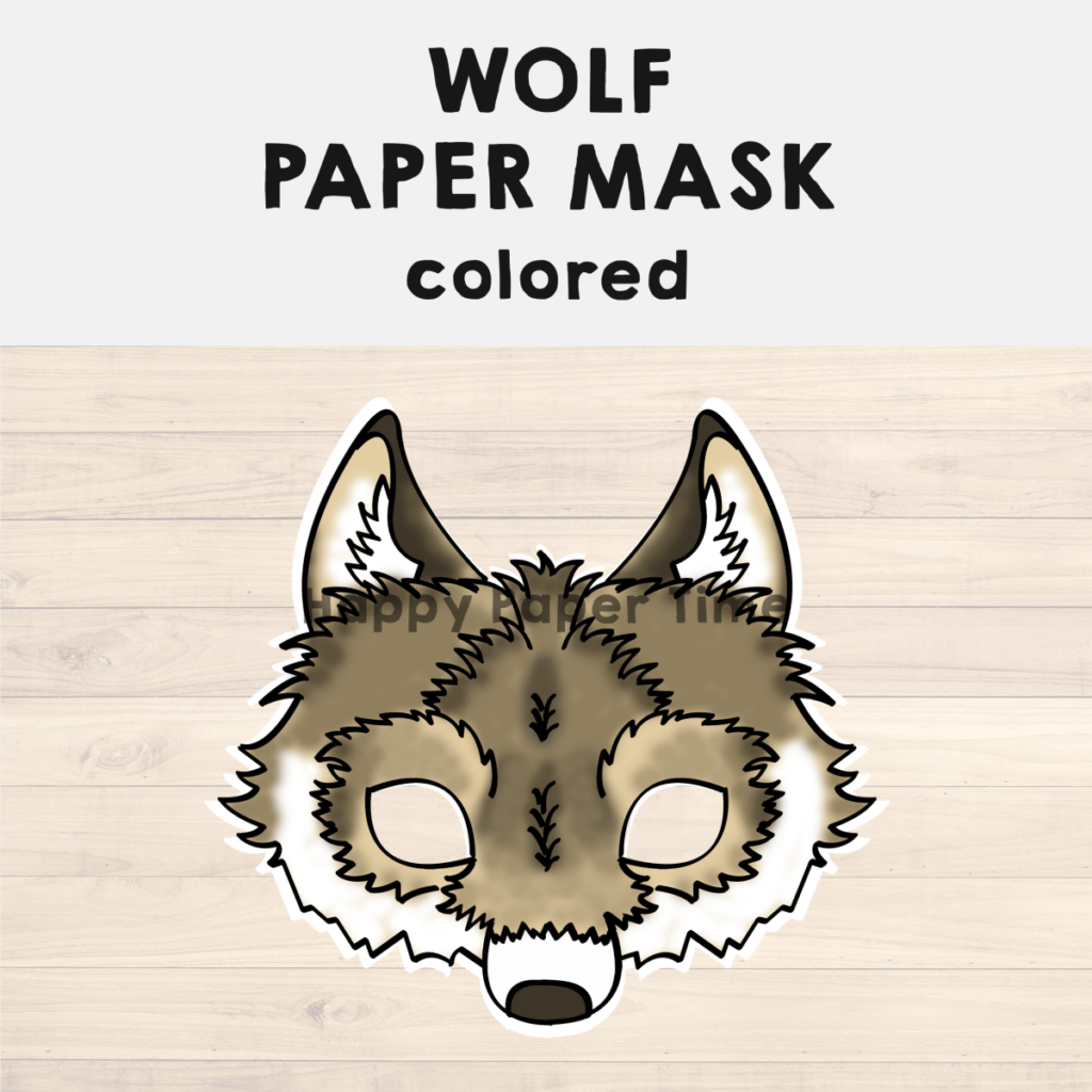 Wolf Paper Mask Printable Woodland Forest Animal Costume Craft Activity ...