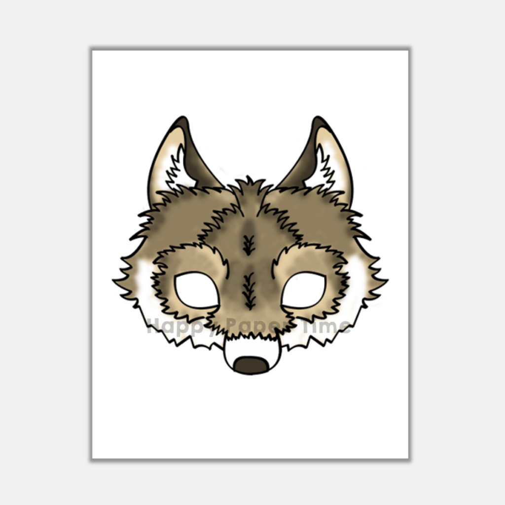 Wolf Paper Mask Printable Woodland Forest Animal Costume Craft Activity ...