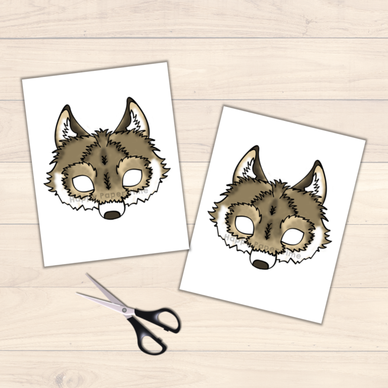 Wolf Paper Mask Printable Woodland Forest Animal Costume Craft Activity ...