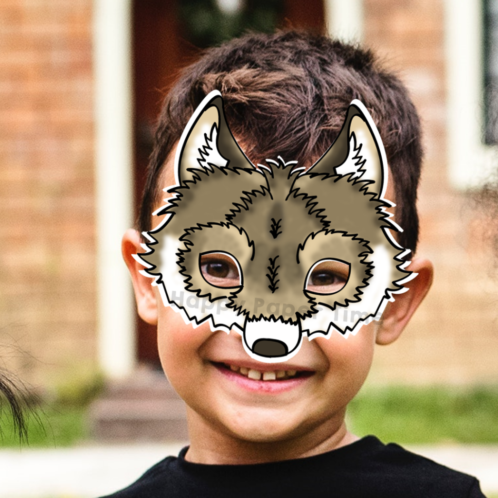 Wolf Paper Mask Printable Woodland Forest Animal Costume Craft Activity ...