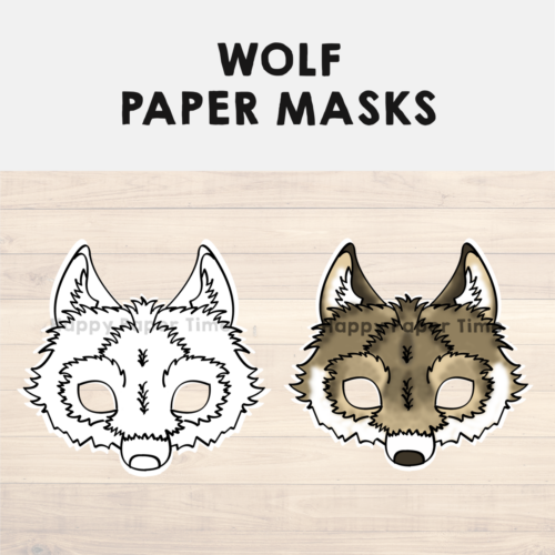 Wolf Paper Mask Printable Woodland Forest Animal Coloring Craft ...