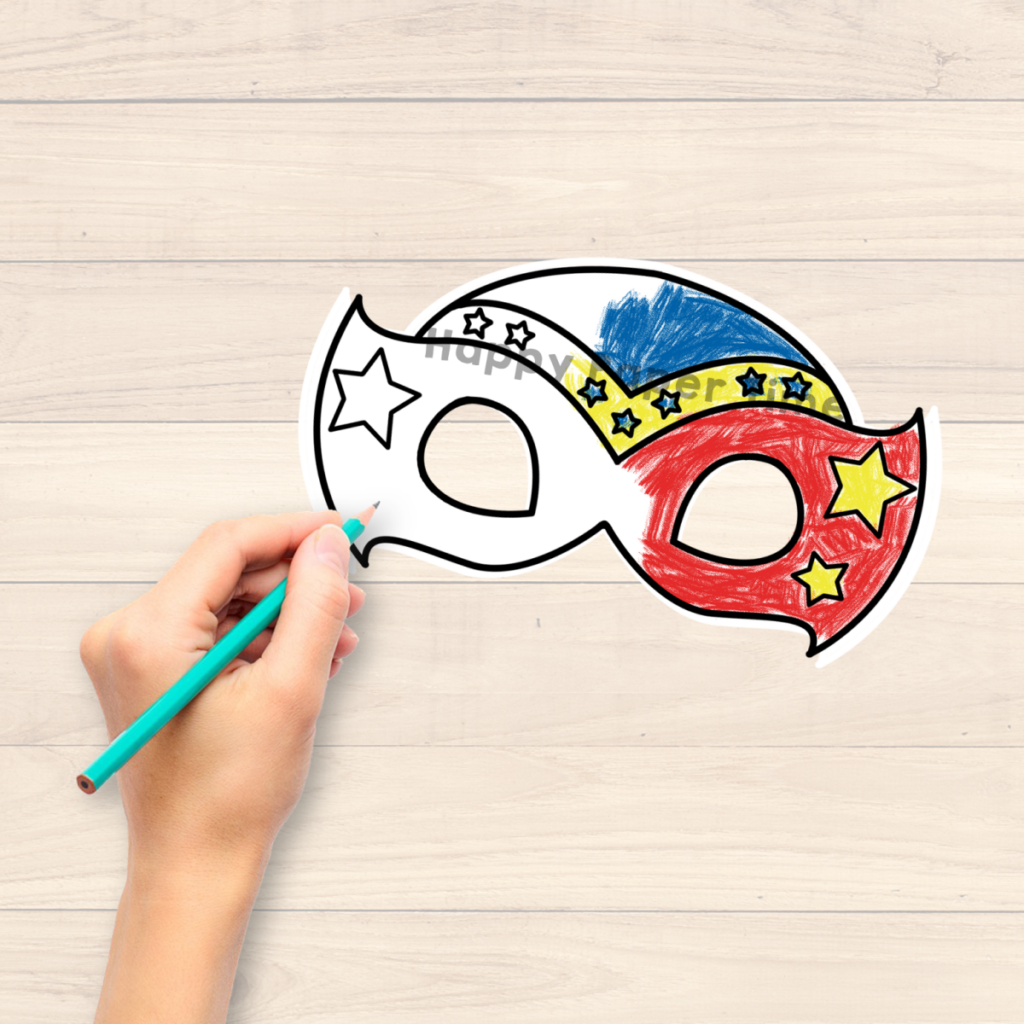 Superhero Paper Mask Printable hero Coloring Craft Activity Costume ...