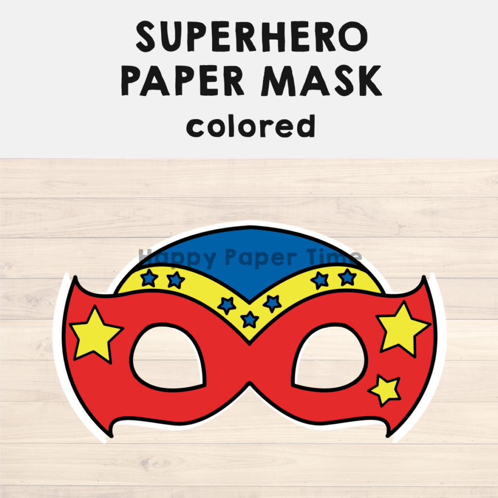 Superhero Paper Mask Printable hero Coloring Craft Activity Costume ...