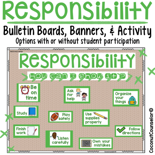 Responsibility Bulletin Board, Banner, & Activity | Made By Teachers
