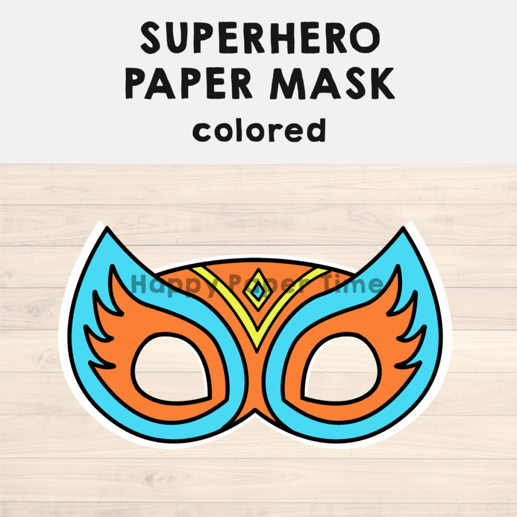 Superhero Paper Mask Printable hero Craft Activity Costume Template 2 ...