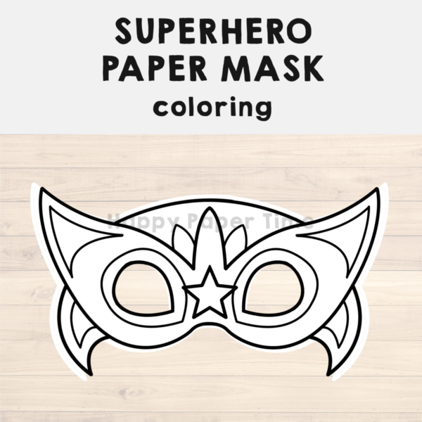 Superhero Paper Mask Printable hero Coloring Craft Activity Costume ...