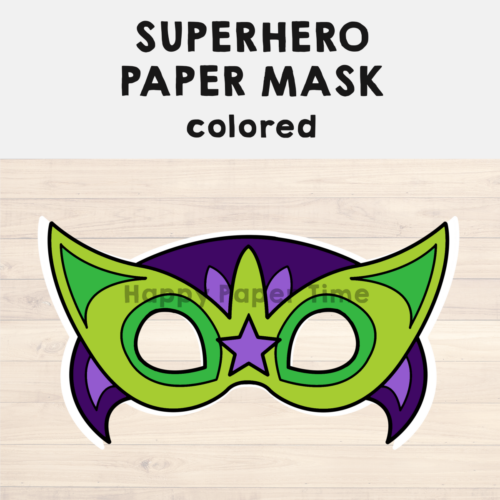 Superhero Paper Mask Printable hero Coloring Craft Activity Costume ...