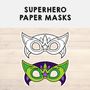 Superhero Paper Mask Printable hero Coloring Craft Activity Costume ...