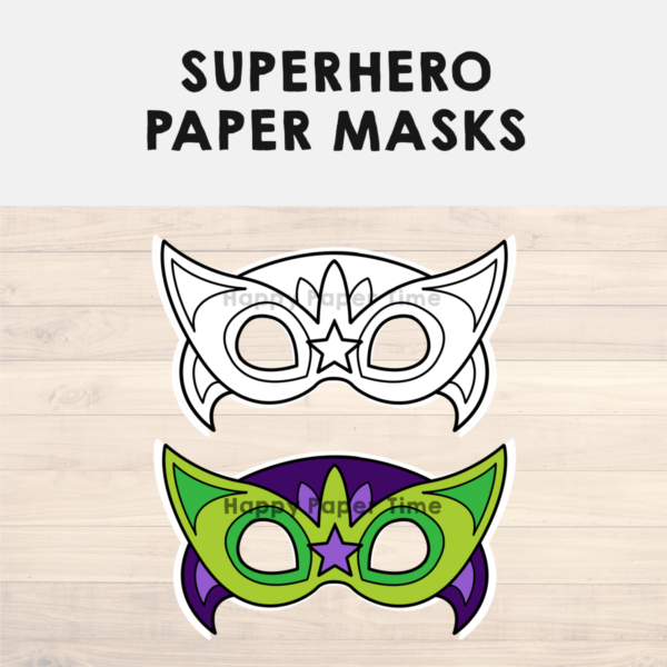 Superhero Paper Mask Printable hero Coloring Craft Activity Costume ...
