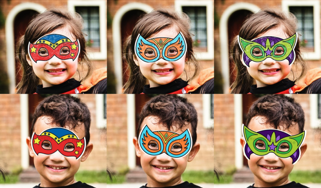 Superhero Paper Masks Printable hero Coloring Craft Activity Costume ...