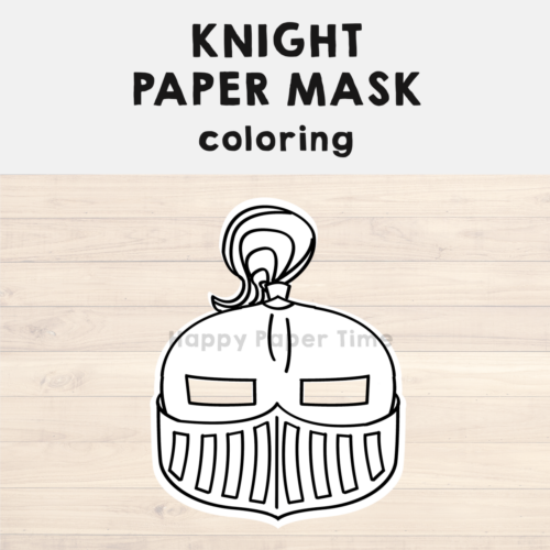Knight Paper Masks Printable Medieval Coloring Craft Activity Costume 1 ...