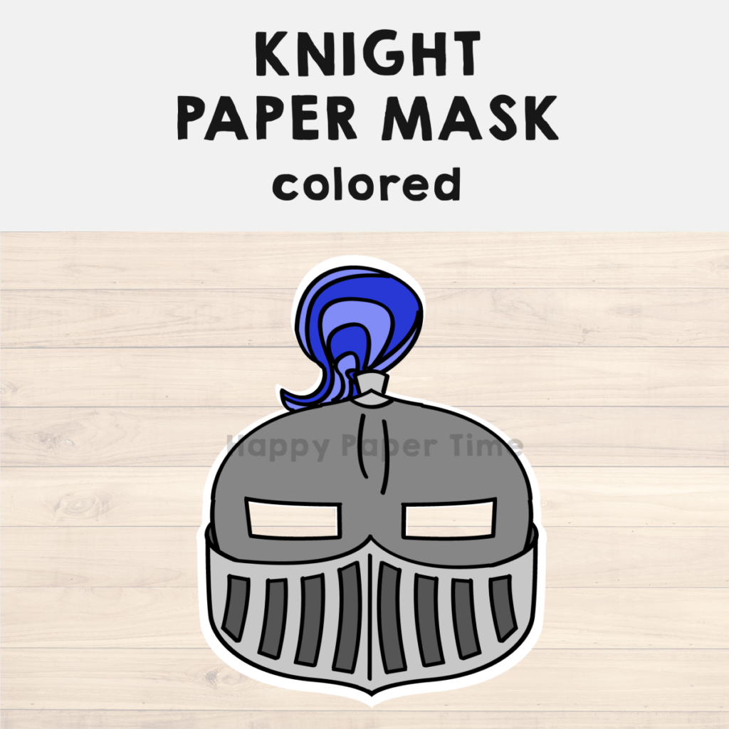 Knight Paper Masks Printable Medieval Coloring Craft Activity Costume 1 ...