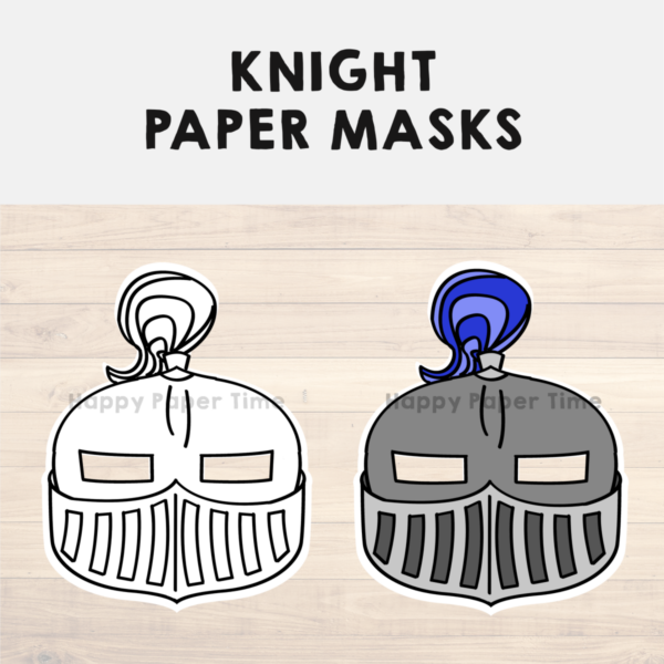Knight Paper Masks Printable Medieval Coloring Craft Activity Costume 1 ...