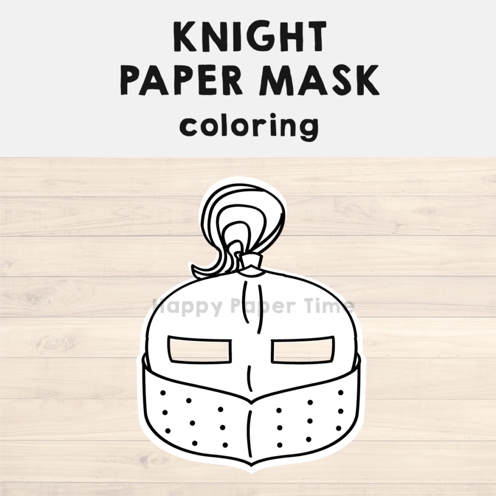 Knight Paper Masks Printable Medieval Coloring Craft Activity Costume ...