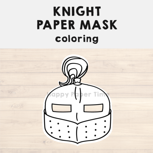 Knight Paper Masks Printable Medieval Coloring Craft Activity Costume ...