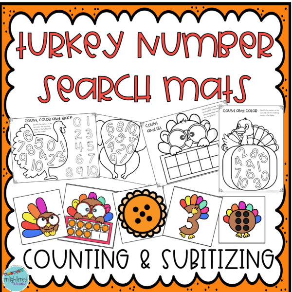 Turkey Number Mats Turkey Counting Number Subitizing Mats Number Sense ...