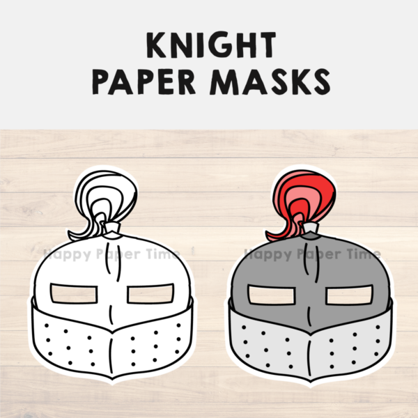 Knight Paper Masks Printable Medieval Coloring Craft Activity Costume 2 ...
