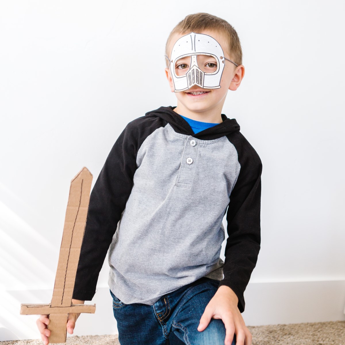 Knight Paper Mask Printable Medieval Coloring Craft Activity Costume 3 ...