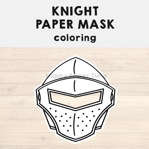 Knight Paper Mask Printable Medieval Coloring Craft Activity Costume 4 ...
