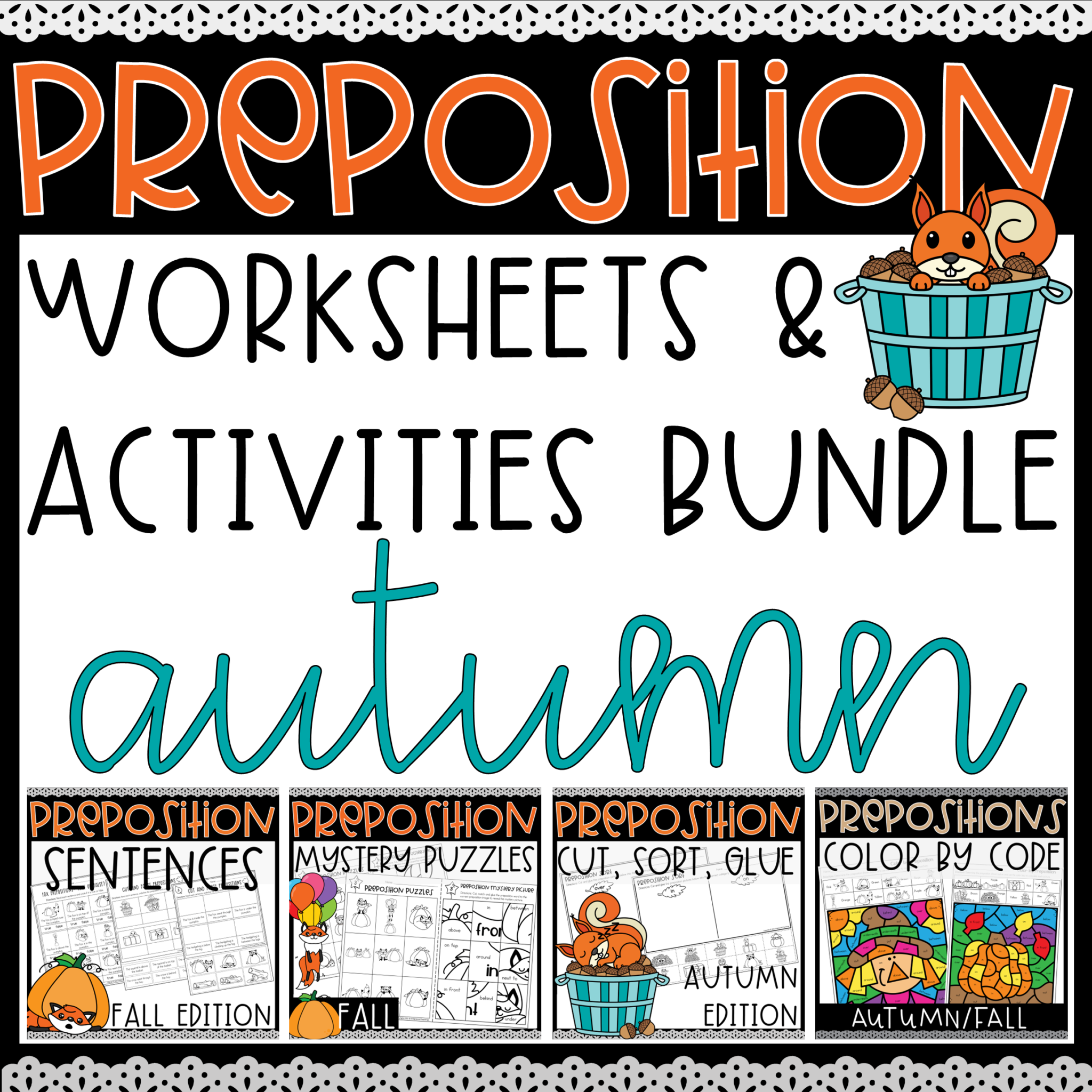 Fall Preposition Worksheets and Activities BUNDLE | Made By Teachers