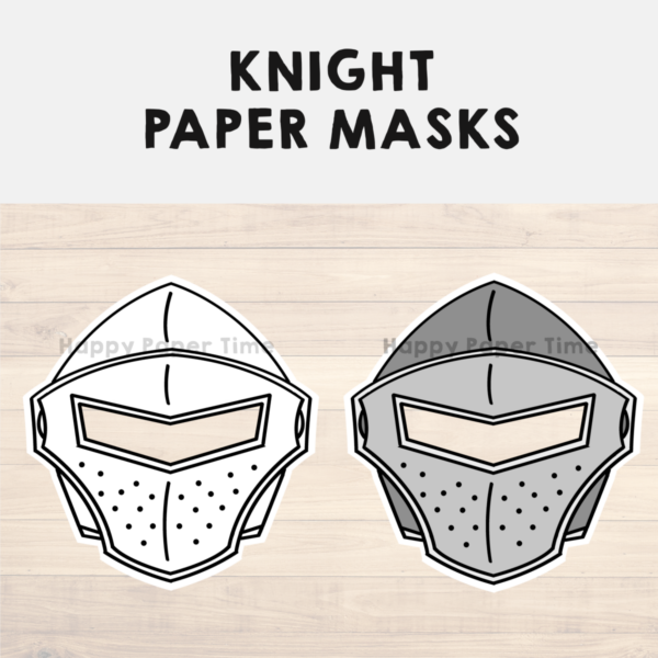 Knight Paper Masks Printable Medieval Coloring Craft Activity Costume 4 ...