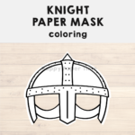 Knight Paper Masks Printable Medieval Coloring Craft Activity Costume ...