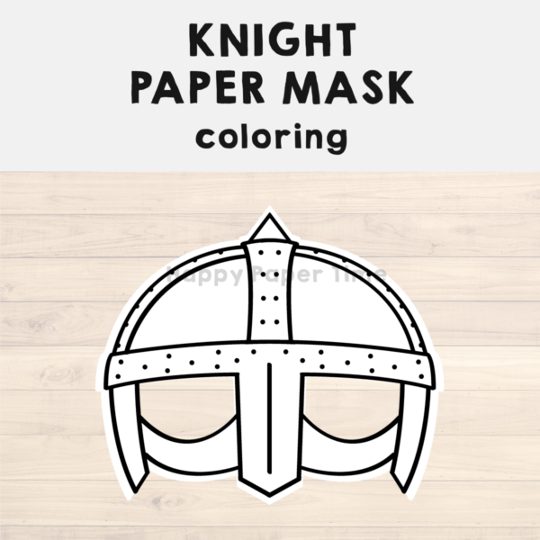 Knight Paper Masks Printable Medieval Coloring Craft Activity Costume 5 ...