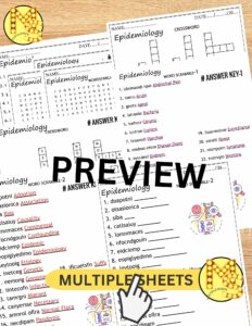 Epidemiology Worksheets Crossword-Word Scramble-Word Search Quiz | Made ...