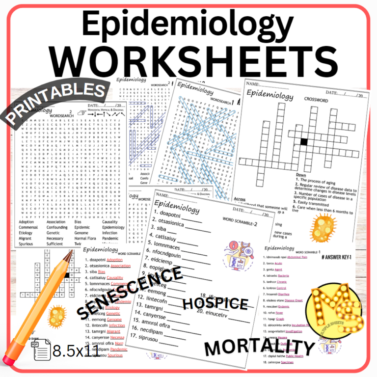 Epidemiology Worksheets Crossword-Word Scramble-Word Search Quiz | Made ...